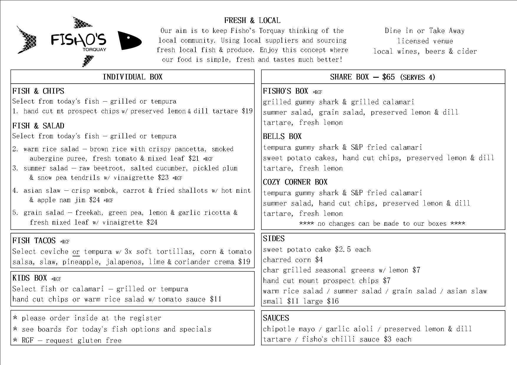 Fishos Torquay Menu, Menu for Fishos Torquay, Torquay, Torquay ...