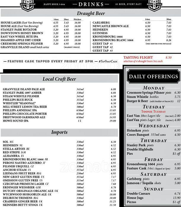 London Pub Menu, Menu v reštaurácii London Pub, Chinatown, Vancouver ...