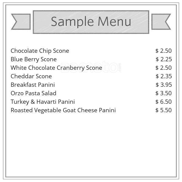 Menu at Cuatro Coffee cafe, Surrey