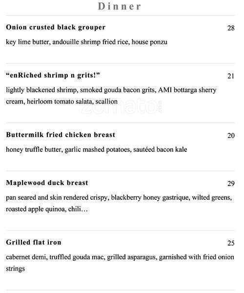 enRich Bistro Menu, Menu for enRich Bistro, Bradenton, Tampa Bay ...