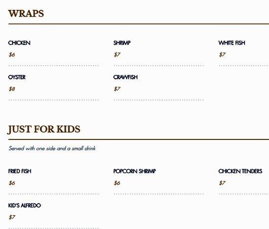 Menu at The Boiling Pot restaurant, Mobile, Airport Blvd