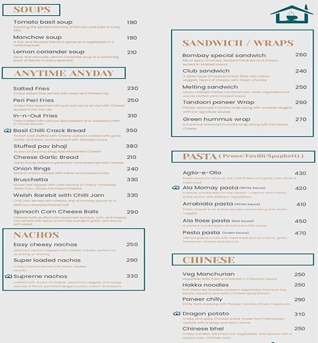 Menu of The Bungalow Cafe, Vesu, Surat