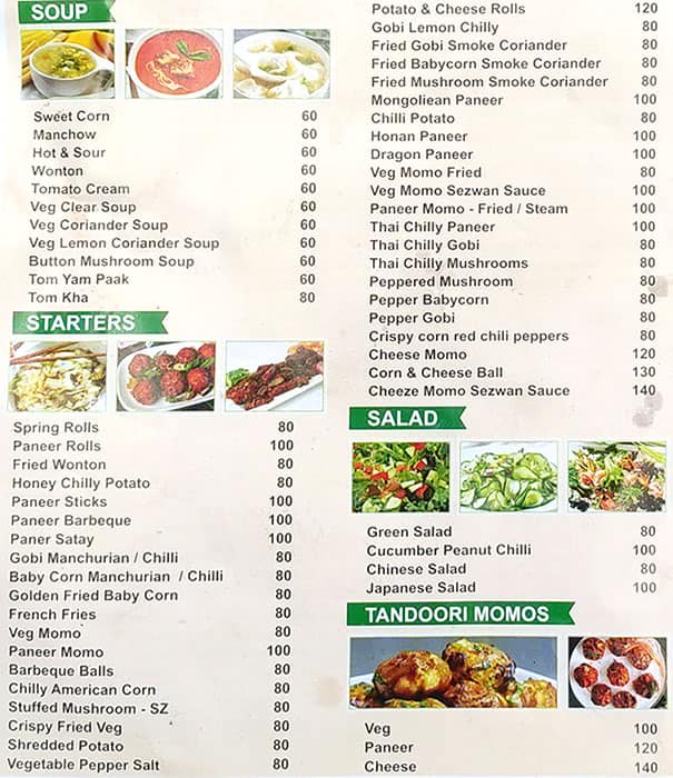 Menu of Sherpa's Kitchen, Jayalakhsmipuram, Mysore