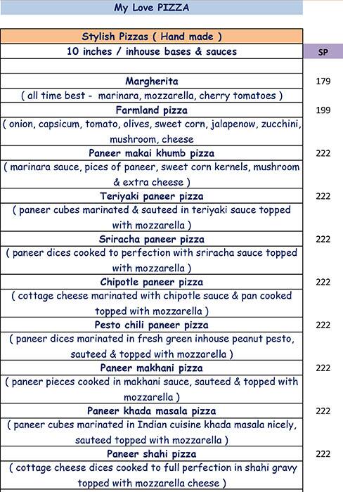 Menu of My Love Pizza, Ghodbunder Road, Thane