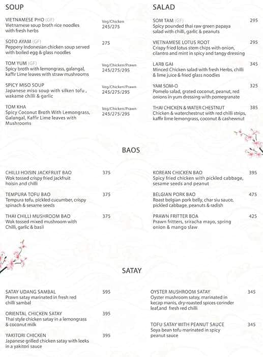 Menu of Yuki, JP Nagar, Bangalore