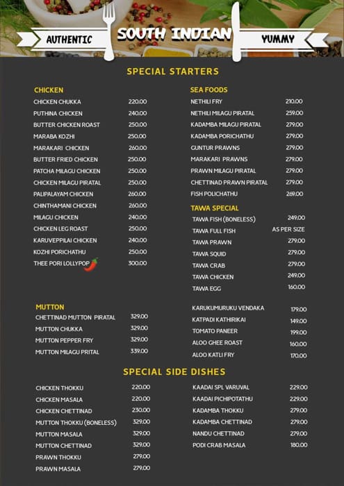 Menu at Little India Alwarpet, Chennai