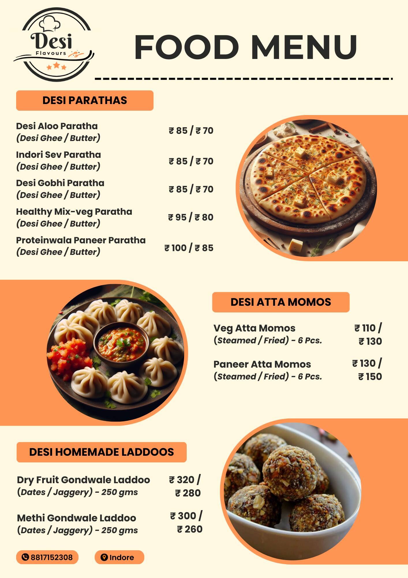 Menu of Desi Flavours, Khajrana, Indore