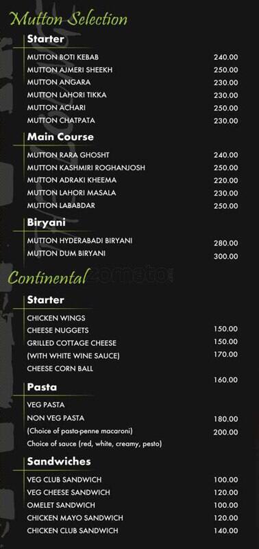 Menu at Alive, Pune