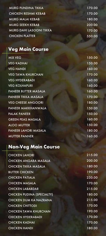 Menu at Alive, Pune