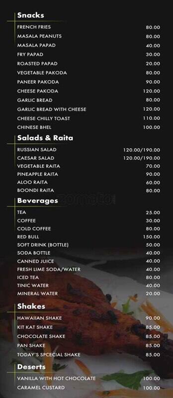 Menu at Alive, Pune