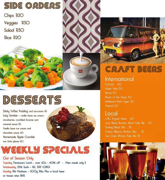 Menu at Sand Bar, Blackburn