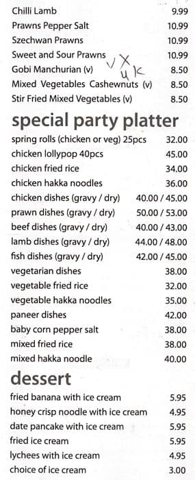 Menu at Wangs Kitchen restaurant, Mississauga, Hurontario St #12A