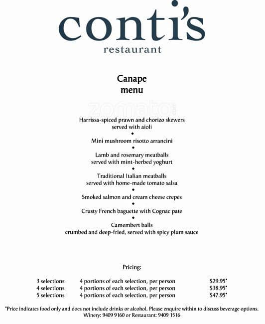 Menu at Conti Restaurant, Woodvale, 529 Wanneroo Rd