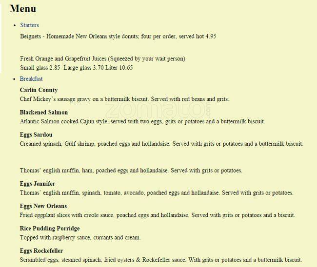 Lucile's Creole Cafe Menu - Urbanspoon/Zomato