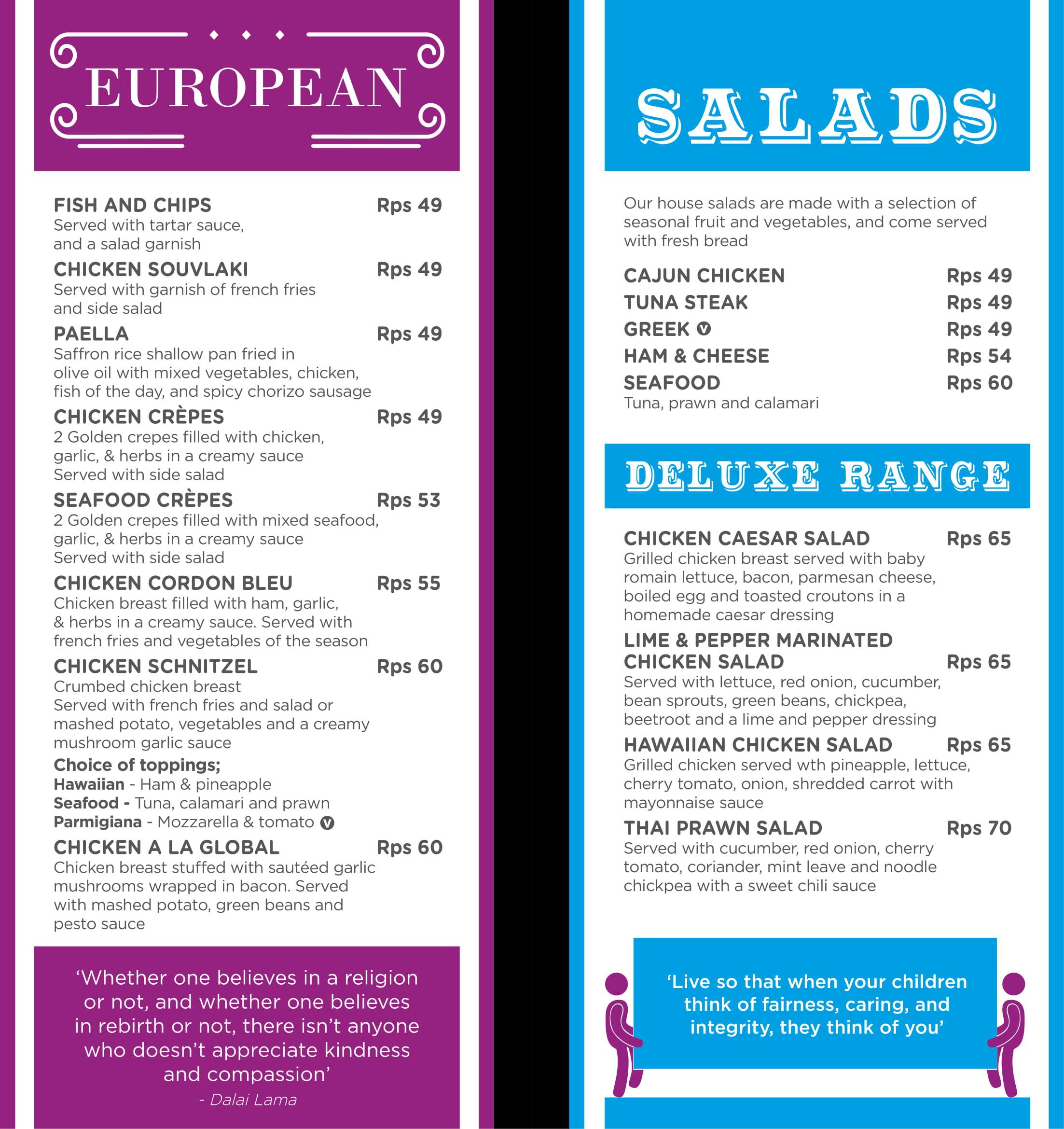 Menu at The Global Village Kafe restaurant, Buleleng