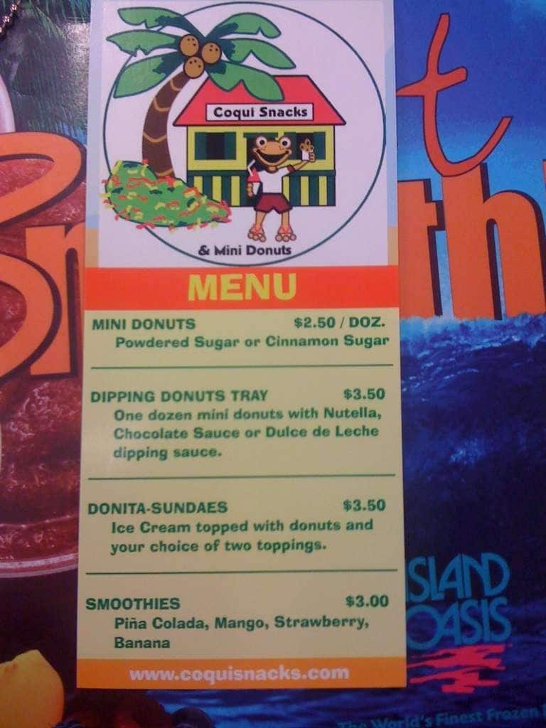 Menu at Coqui Snacks pub & bar, Kissimmee