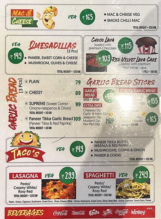 Menu of La Pino's pizza, Prahlad Nagar, Ahmedabad