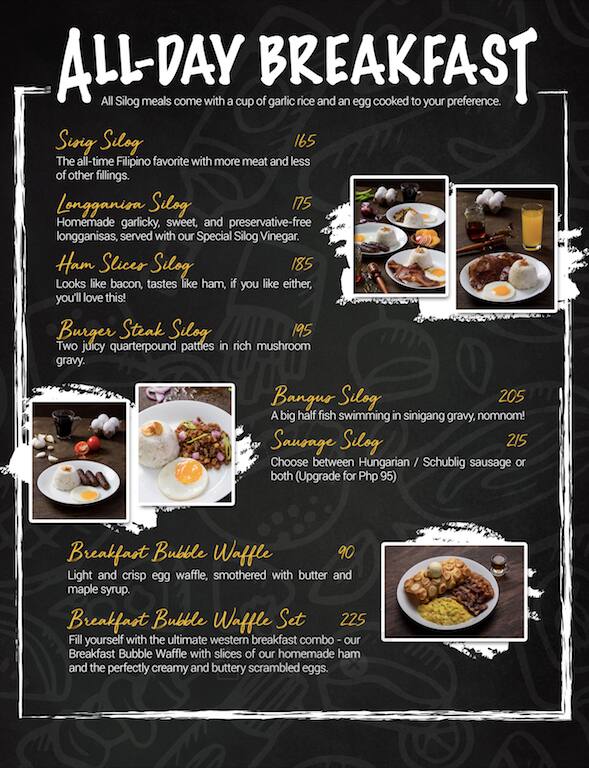 Menu at Quarks & Quills cafe, Quezon City