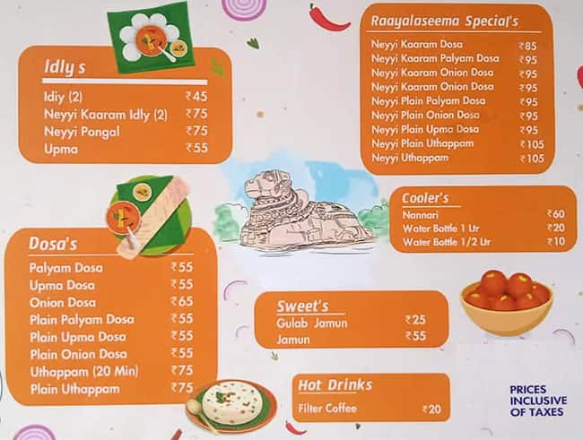 Menu of Panchakattu Dosa, Banjara Hills, Hyderabad Menu of Panchakattu Dosa, Banjara Hills, Hyderabad