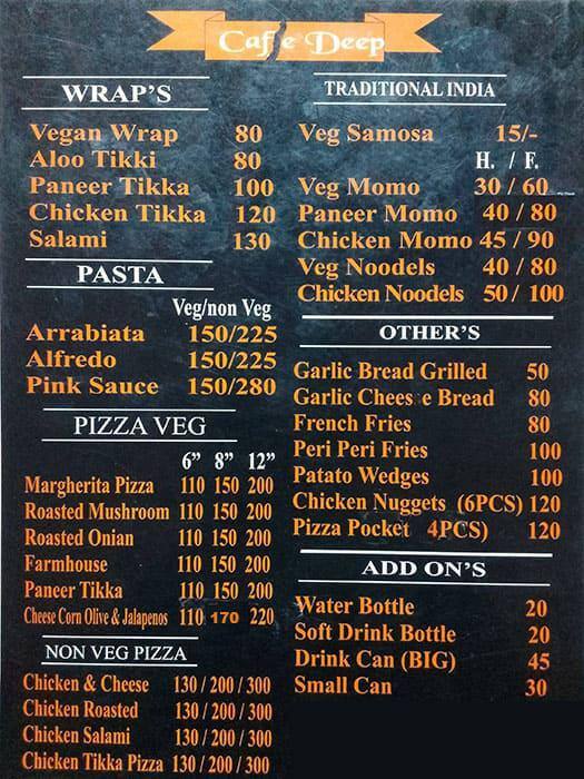 Menu of Cafe Deep, Hajipur, Noida