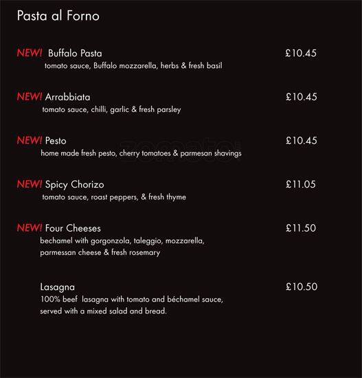 Menu at Brera cafe, London, Unit 12