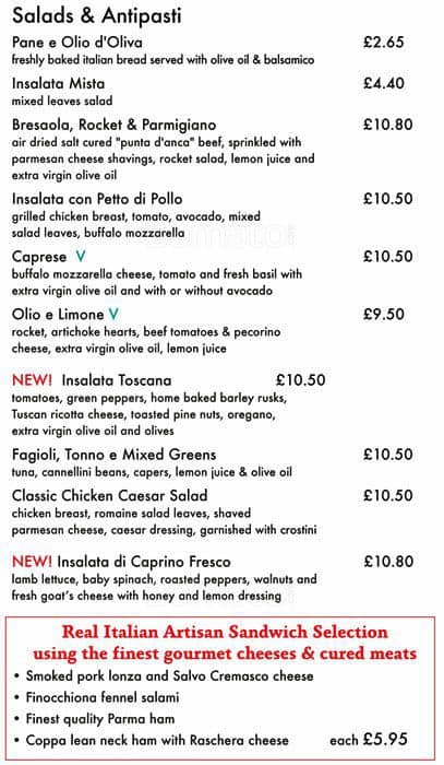 Menu at Brera cafe, London, Unit 12