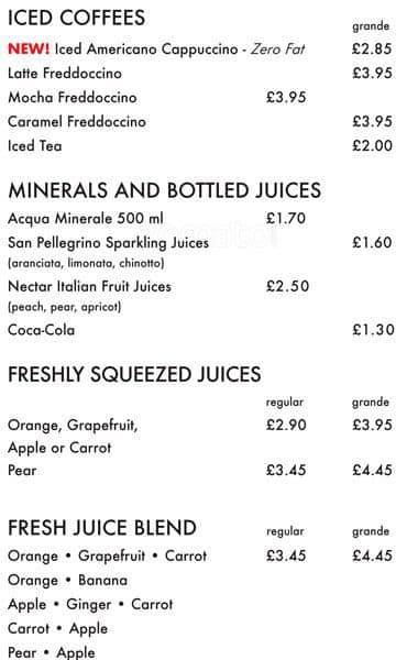 Menu at Brera cafe, London, Unit 12