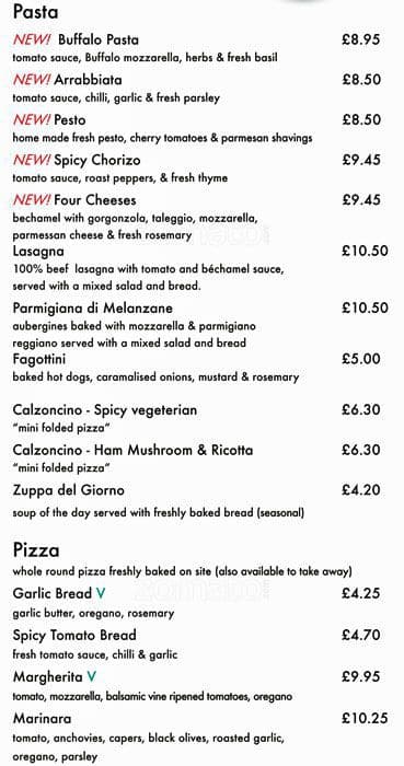 Menu at Brera cafe, London, Unit 12