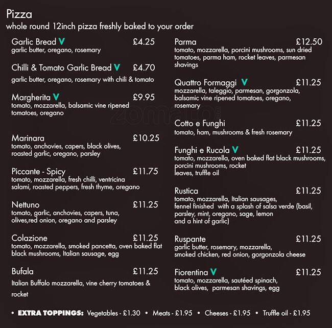 Menu at Brera cafe, London, Unit 12