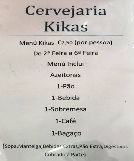 Menu at Kikas Caracois restaurant, Odivelas
