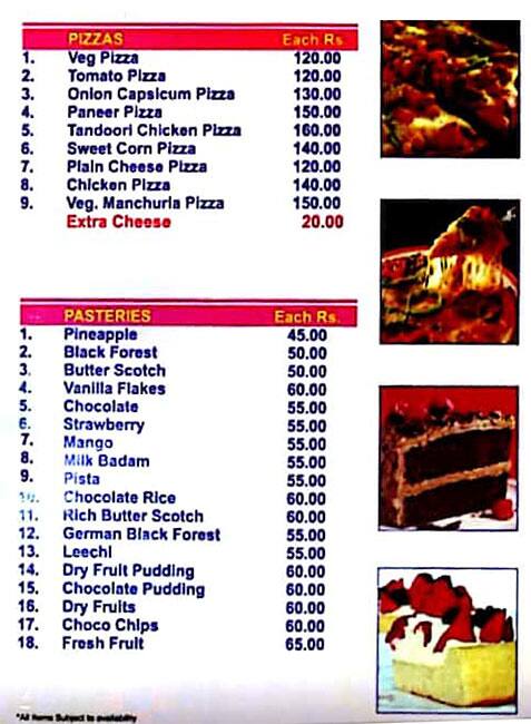 Menu of Caramel Bakers, Vanasthalipuram, Hyderabad
