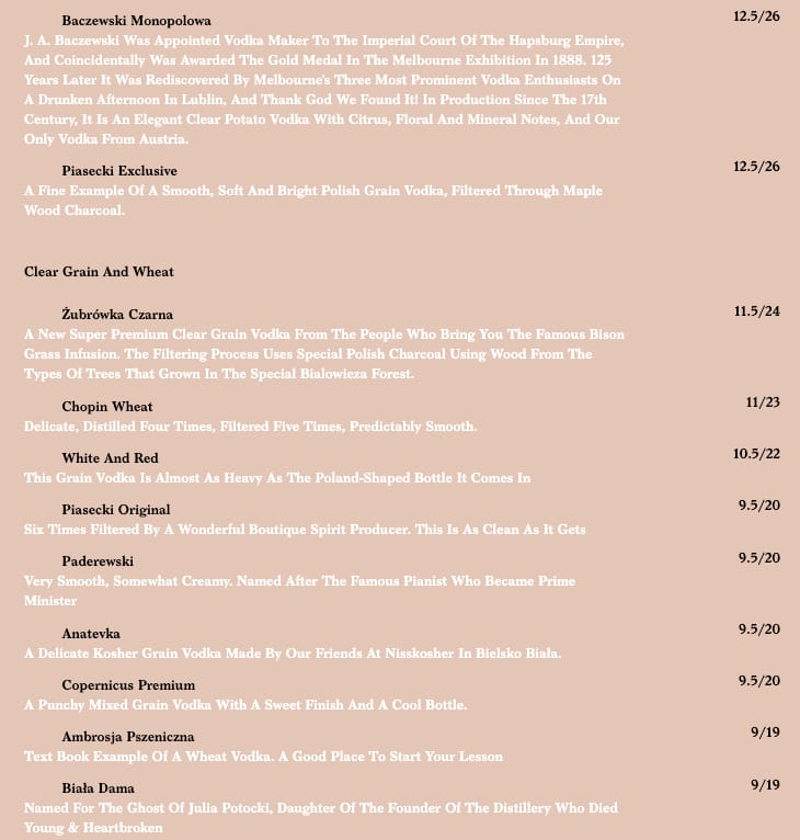 Menu at Borsch Vodka & Tears pub & bar, Windsor