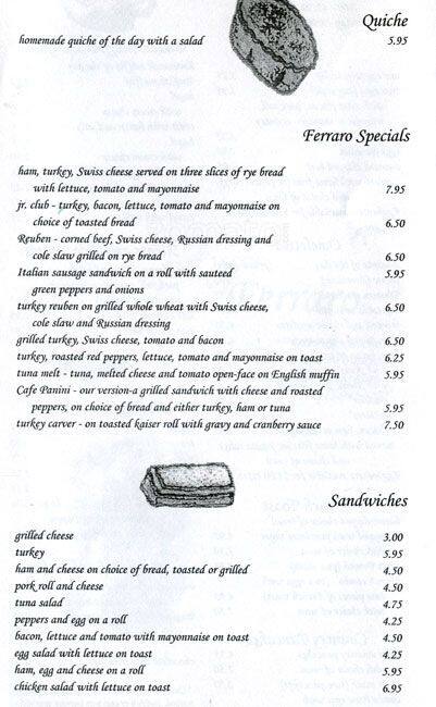 Menu at Cafe Ferraro, Fairless Hills, 523 S Oxford Valley Rd