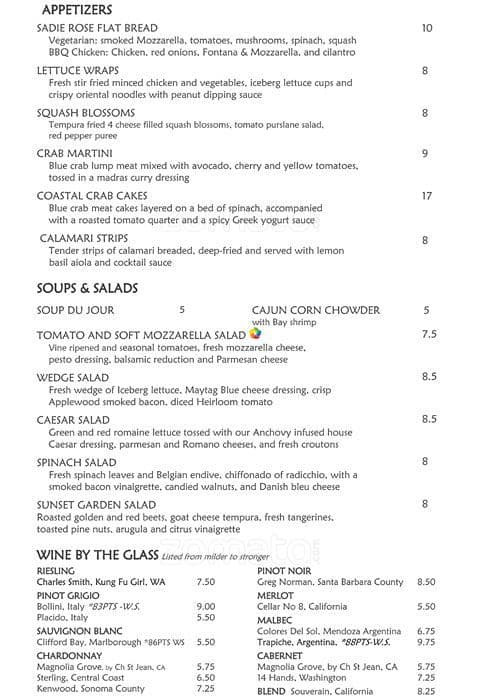 Menu at Humphreys La Jolla Grill restaurant, San Diego, Holiday Ct