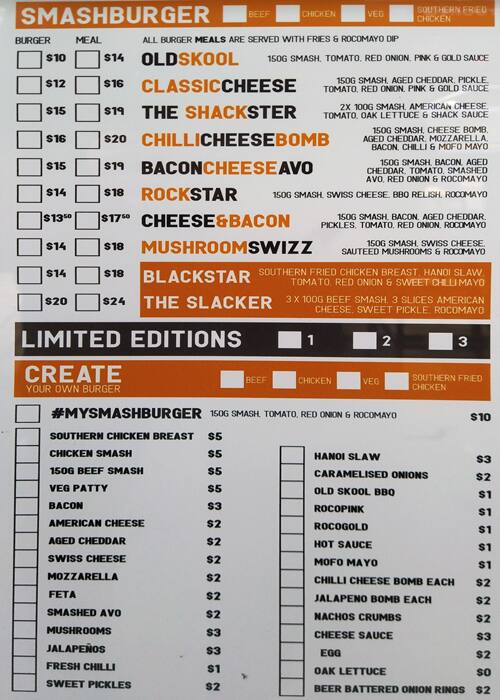 Menu at RocoMamas restaurant, Windsor