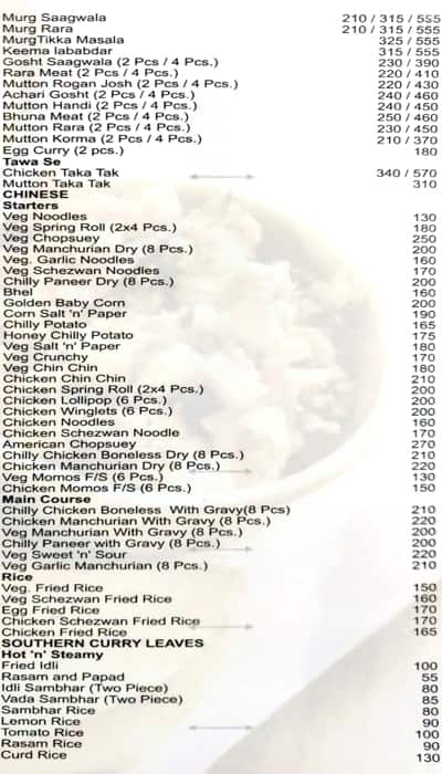 Menu at Hotel K3 Club Residency, Jhansi