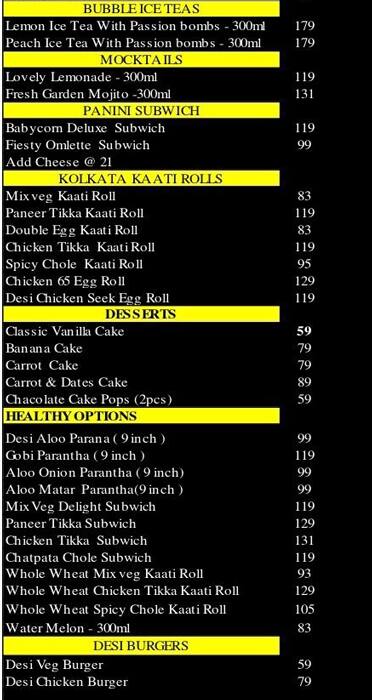 Menu at Chai Resto, Bengaluru, Shop 203