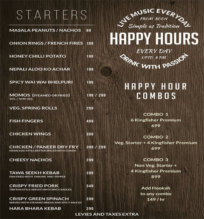 Menu at Kaffeine, New Delhi, 50-A First Floor