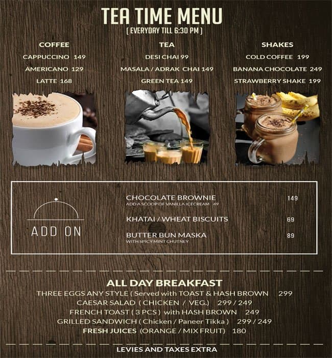 Menu at Kaffeine, New Delhi, 50-A First Floor