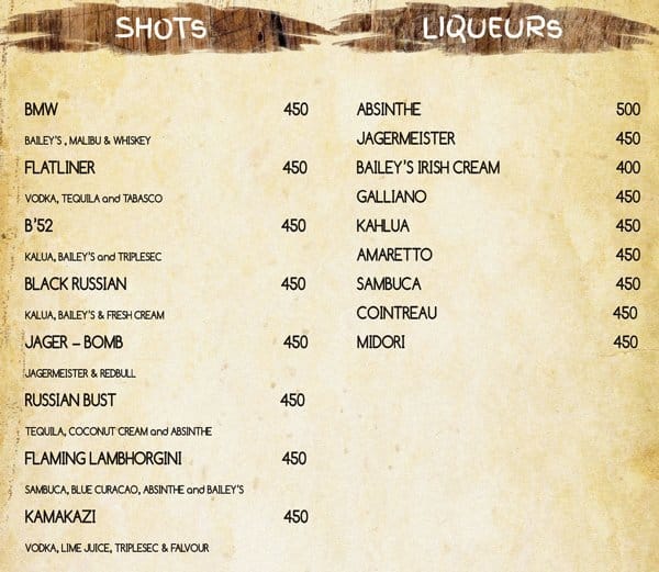 Menu at Kaffeine, New Delhi, 50-A First Floor