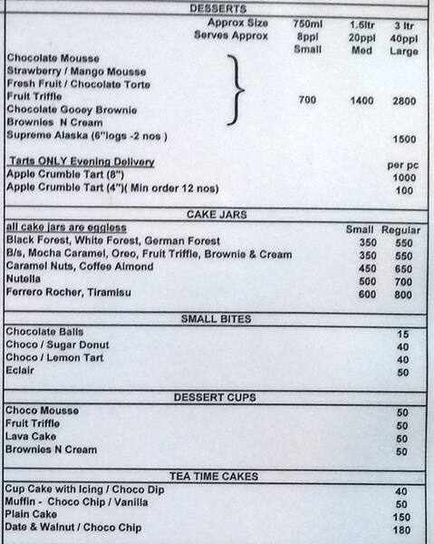 Menu at Copper Chocs, Pune, Shopper Orbit