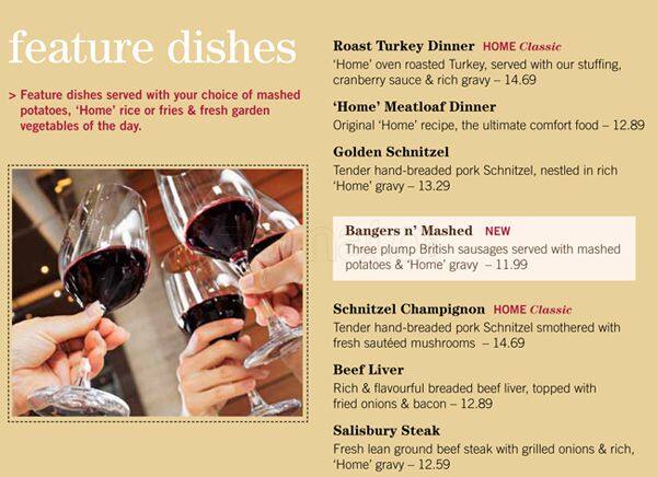 Menu at Home Restaurant, Maple Ridge