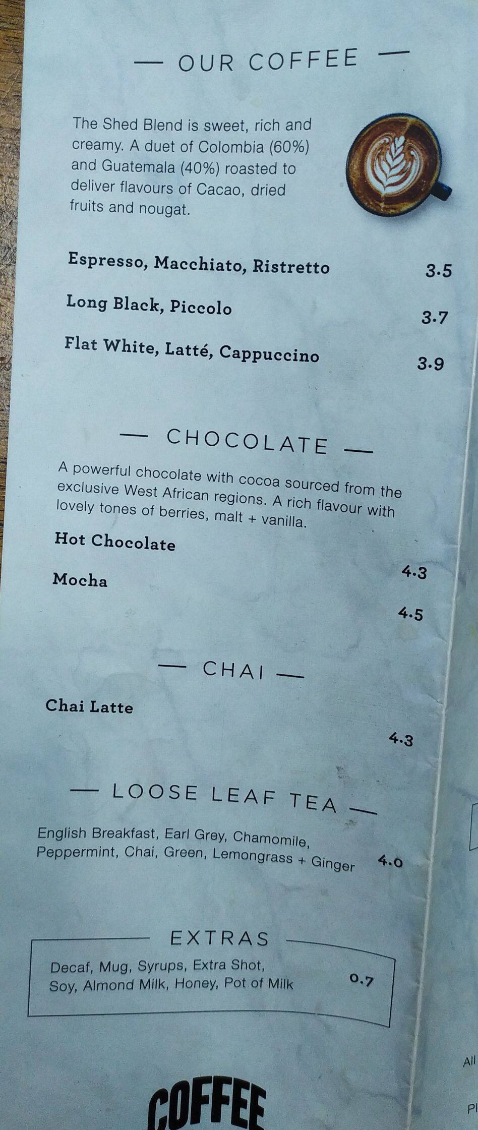 Menu at The Shed Cafe - Castle Towers, Castle Hill, #273K