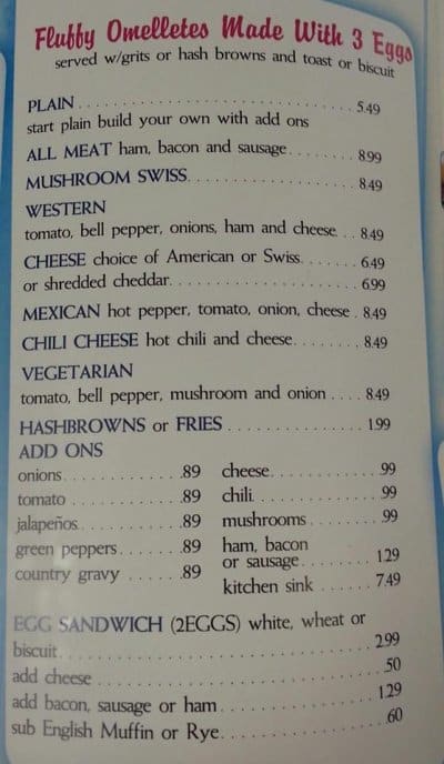 Menu at Tic Toc Cafe, Metairie