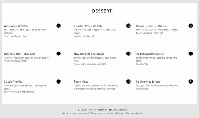 Menu at David Duncan House restaurant, Toronto, 125 Moatfield Dr