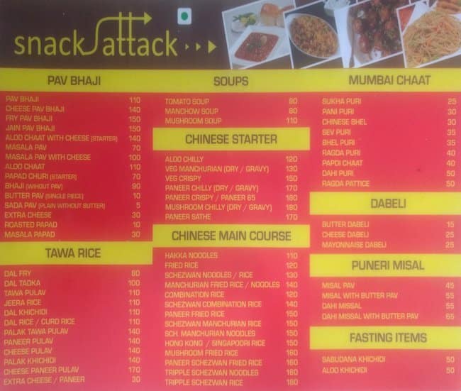 Snack Attack Menu, Menu for Snack Attack, Manpada, Thane West, Thane ...