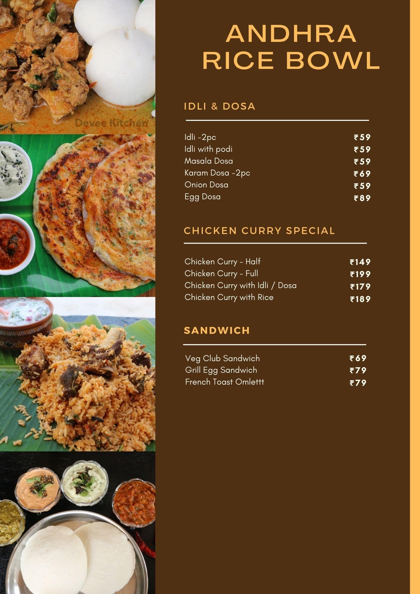 Menu of Andhra Rice Bowl, Electronic City, Bangalore