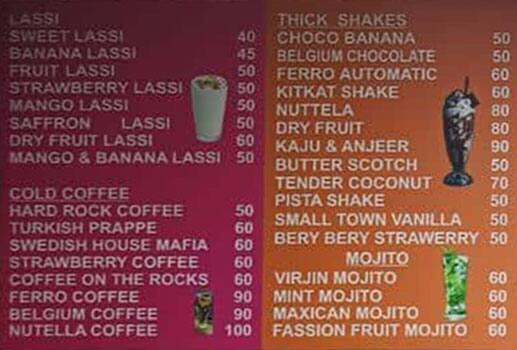 Menu of Lassi View, Nagawara, Bangalore