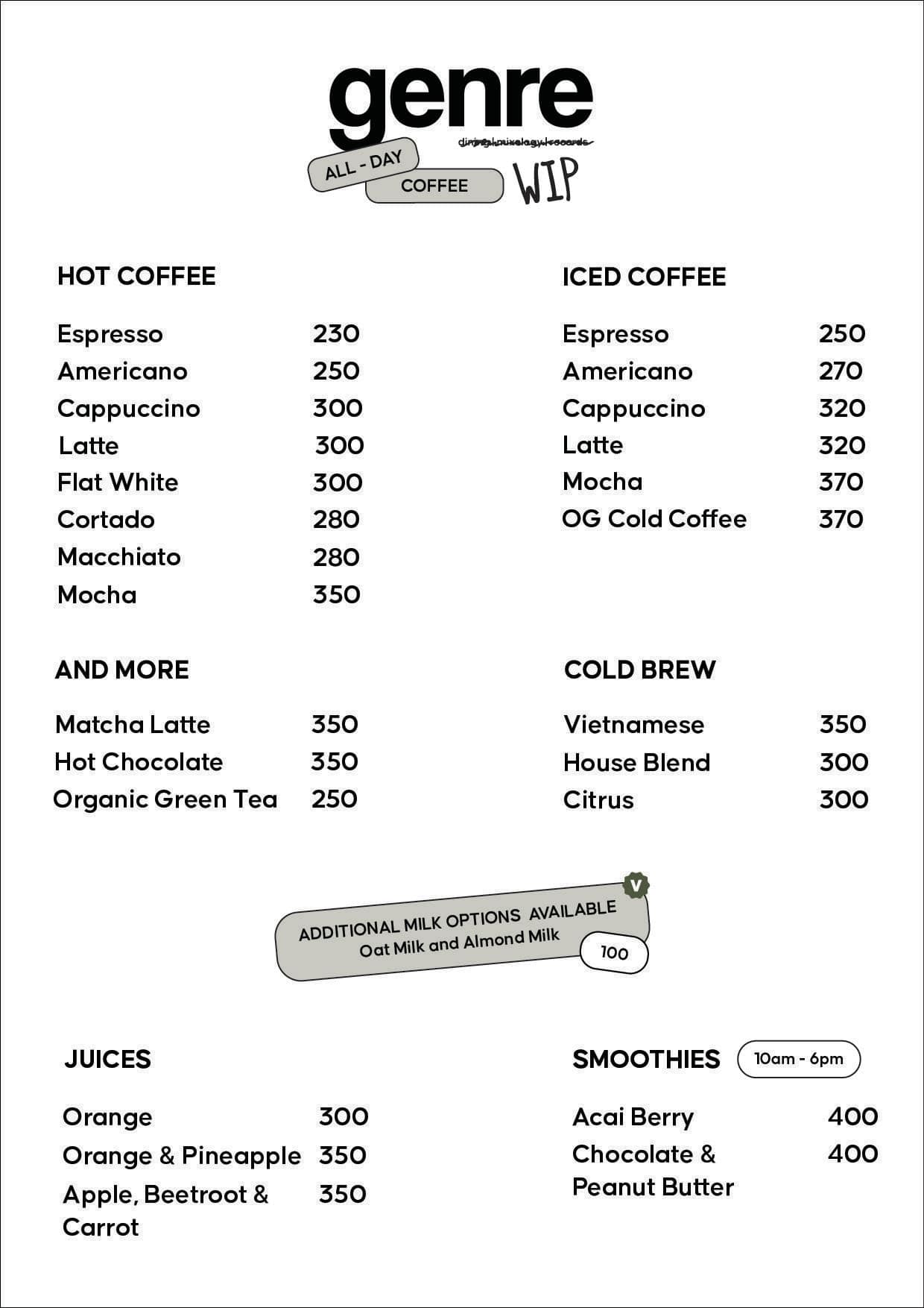 Menu of Genre, Defence Colony, New Delhi