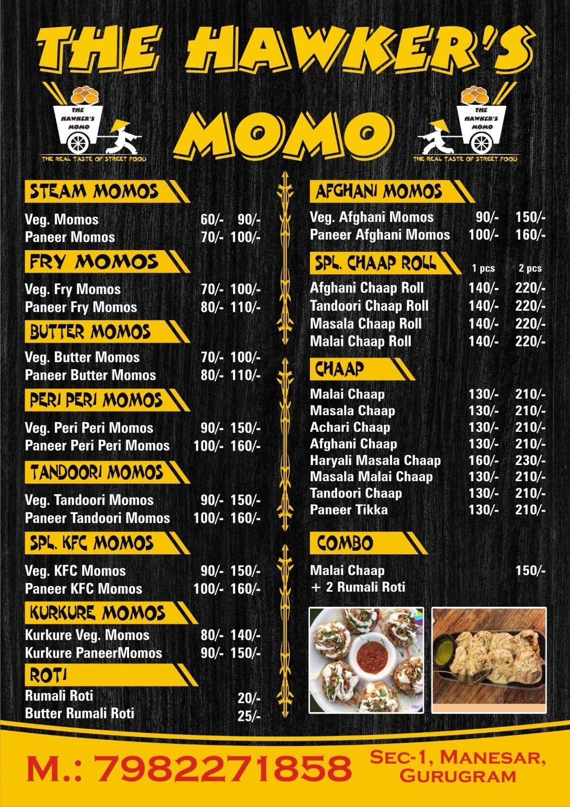 Menu of The Hawker's Momo, Manesar, Gurgaon